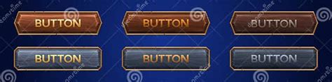 Medieval Ui Game Button Frame Sprite For Animation Stock Vector