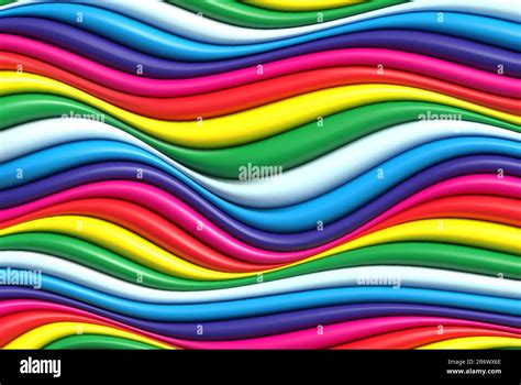 Wave Of Optical Illusion Abstract Multicolored 3d Illustrations Horizontal Lines Stripes