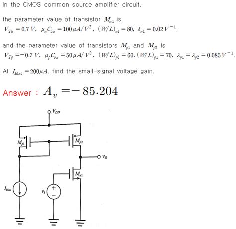 Solved In The Cmos Common Source Amplifier Circuit The