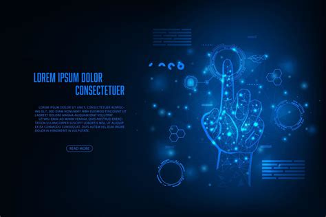 Vector Pointing Wireframe Hand Scan Fingerprint Cyber Security Concept