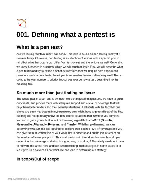 001 1 Defining What A Pentest Is Pdf Penetration Test Goal
