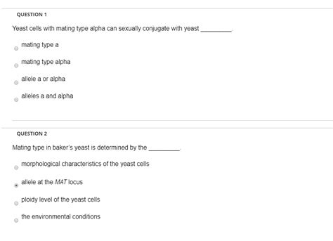 Solved Question 1 Yeast Cells With Mating Type Alpha Can