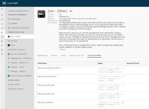 Vmware Configuration De Vxrail Idrac Pour Transférer Les Logs Vers Vmware Loginsight Vinception
