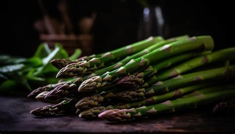 Premium Photo Fresh Asparagus Bundle Tied Up With String Generated By Ai