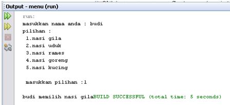 PROGRAM MENU SEDERHANA DI JAVA Reynhard Punya Tugas