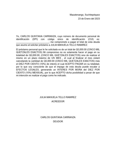Carta De Pago Pdf