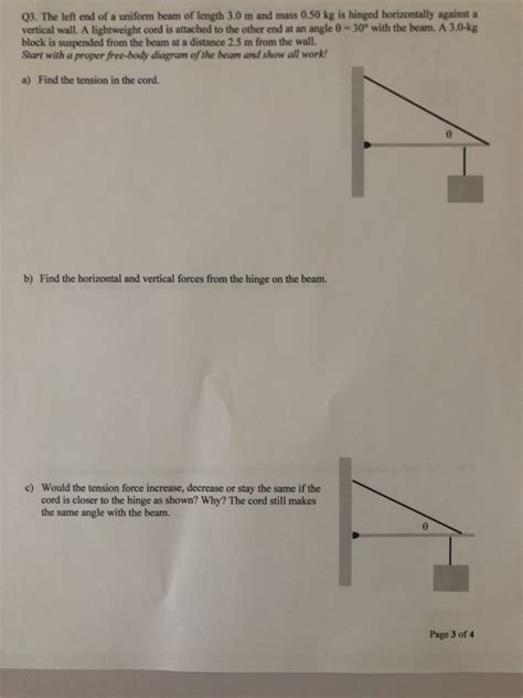 solved q3 the left end of a uniform beam of length 3 0 m