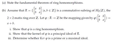 Solved A State The Fundamental Theorem Of Ring