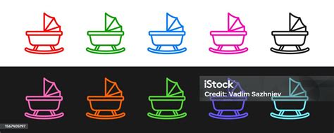 흑백 배경에 격리 된 세트 아기 유모차 아이콘 유모차 버기 유모차 유모차 바퀴 벡터 0명에 대한 스톡 벡터 아트 및 기타 이미지