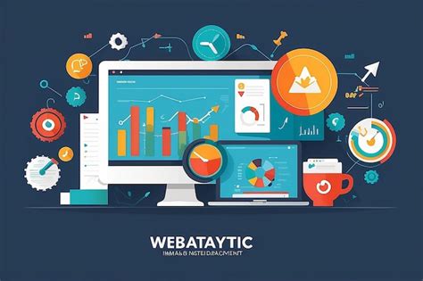 flat vector illustration of web analytics information and development