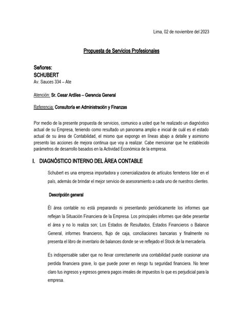 Propuesta De Servicios Profesionales Pdf Contabilidad Business