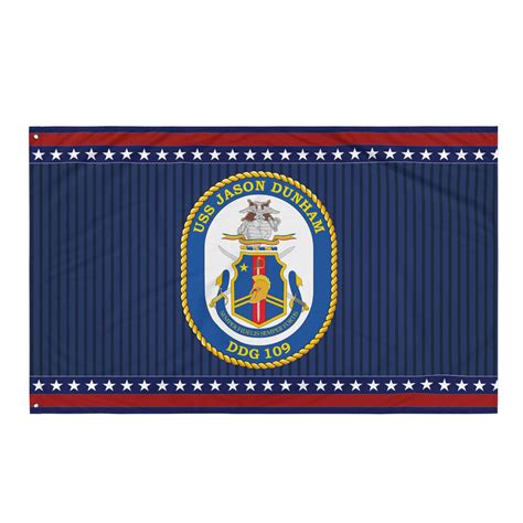 Patriotic Uss Jason Dunham Ddg 109 Ships Crest Wall Flag