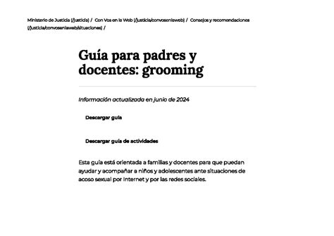 Guia Para Padres Para Prevenir El Grooming Ministerio De Justicia Con