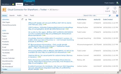 How To Replicate Twitter Feeds To Native Sharepoint Lists