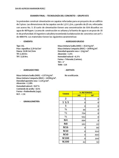 Examen Final 872 Pdf Fundación Ingeniería Ingeniería De Edificación