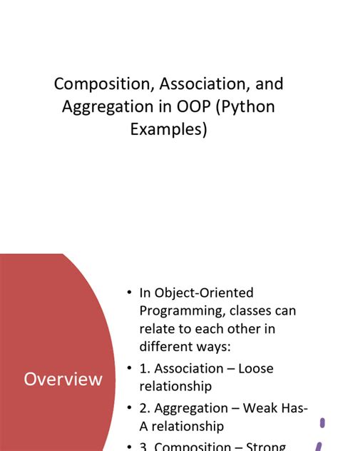 Composition Association Aggregation Oop Python Pdf Pdf Office