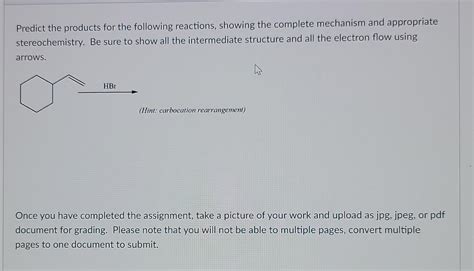 Solved Predict The Products For The Following Reactions