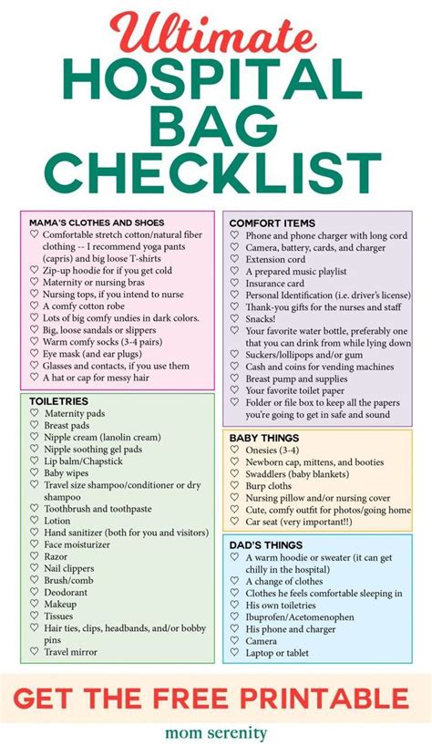 Hospital Bag For Labor And Delivery Checklist Printable