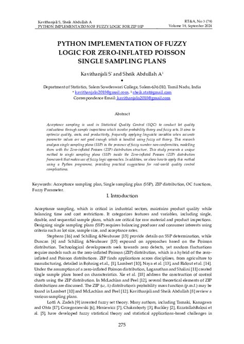 Pdf Python Implementation Of Fuzzy Logic For Zero Inflated Poisson Single Sampling Plans