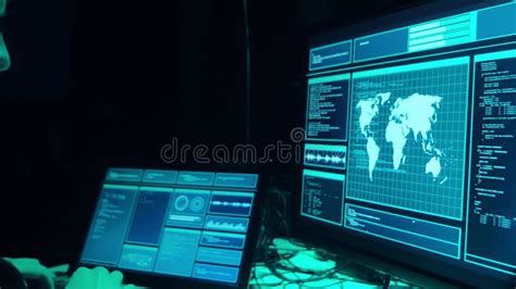Wanted Hackers Coding Virus Ransomware Using Laptops And Computers In