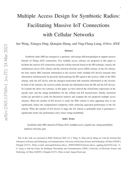 multiple access design for symbiotic radios facilitating massive iot