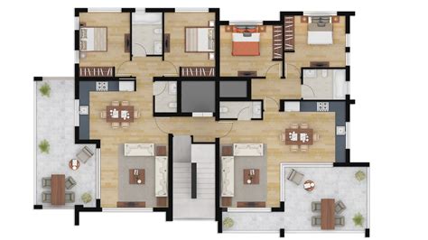 Artstation Color Floor Plan Rendering Services