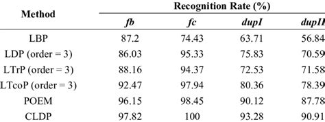 The Recognition Rates On The Feret Database Download Table