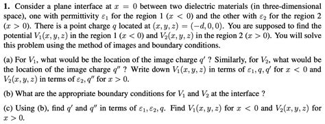 Solved 1 Consider A Plane Interface At X O Between Two