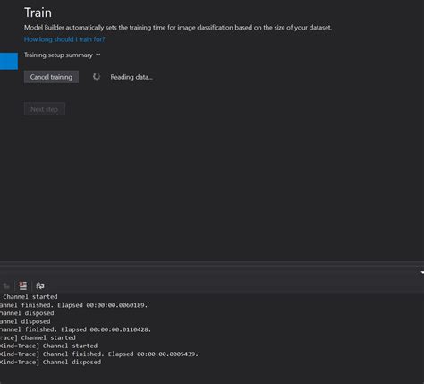 Image Training Status Still Shows Reading Data While The Trianing Begin Issue Dotnet