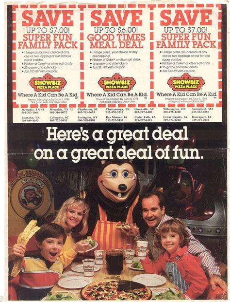 Showbiz Pizza Showbiz Pizza Chuck E Cheese Vintage Ads