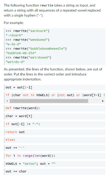 solved the following function rewrite takes a string as