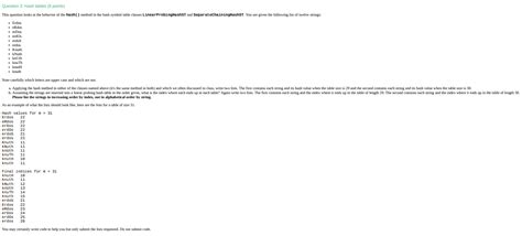 Solved Question Hash Tables Points This Question Chegg Com