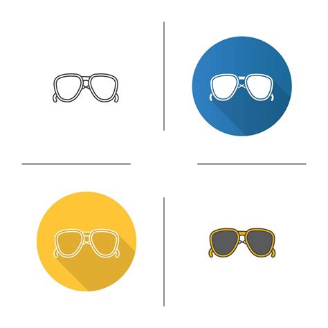 Sunglasses Icon Flat Design Linear And Color Styles Aviators