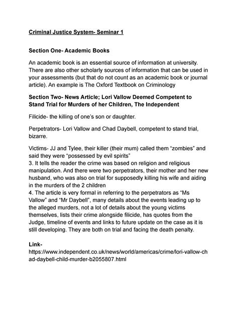 Cjs Seminar Criminal Justice System Seminar 1 Section One Academic Books An Academic Book Is