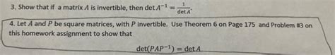 Solved 3. Show that if a matrix A is invertible, then | Chegg.com
