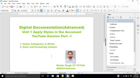 Digital Documentation Advanced Style And Formatting Libre Writer Part