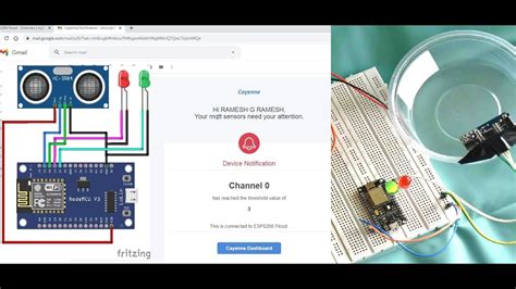 Iot Flood Monitoring And Email Sms Alert System Youtube