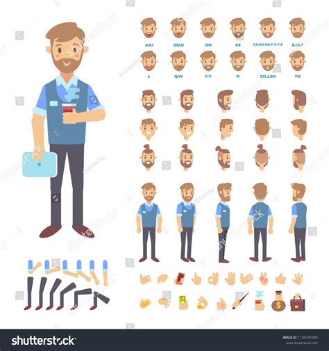 Front Side Back View Animated Character Stock Vektor Royaltyfri