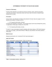 Determining Density Of Solids And Liquids In Lab Experiment Course Hero
