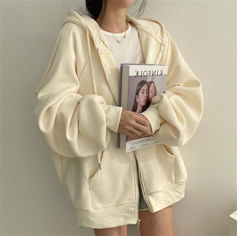 후드집업 데일리룩 귀여운 루즈핏 니트후드 기모 맨투맨 오버핏 후드티 가디건 집업 후드 양기모 집업 랜턴 슬리브 미디 사이즈 여자