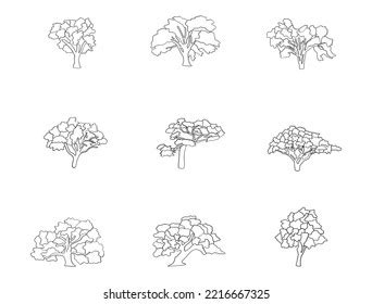 Tree Line Art Set Illustration Sketch Stock Vector Royalty Free Shutterstock