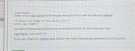 Solved Tree Height Define A New Class Named BSTwithHeight Chegg Com