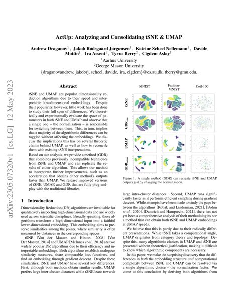 Pdf Actup Analyzing And Consolidating Tsne And Umap