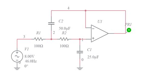 circuit diagram of second order low pass filter