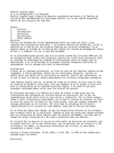 Emitter Coupled Logic Pdf Circuito Integrado Ciencias De La Computación