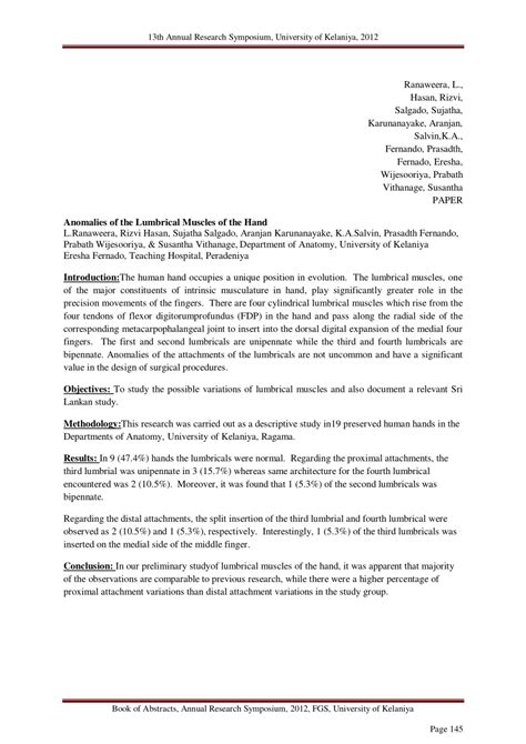 Pdf Anomalies Of The Lumbrical Muscles Of The Hand