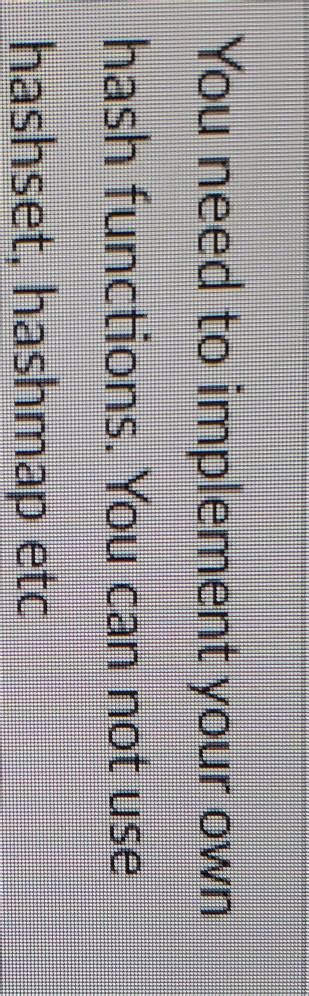 Solved You Need To Implement Your Own Hash Functions You