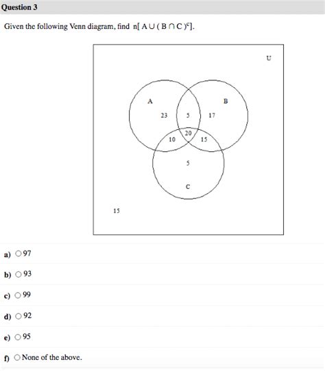 Solved Question Given The Following Venn Diagram Find Chegg
