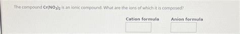 Solved The Compound Cr No3 2 ﻿is An Ionic Compound What Are