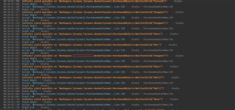 Infinite Yield Problem For Tycoon Kit Scripting Support Developer Forum Roblox